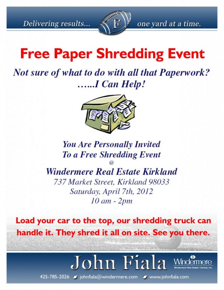 Free Paper Shredding Event, Kirkland, Saturday 10 to 2, Presented by ...